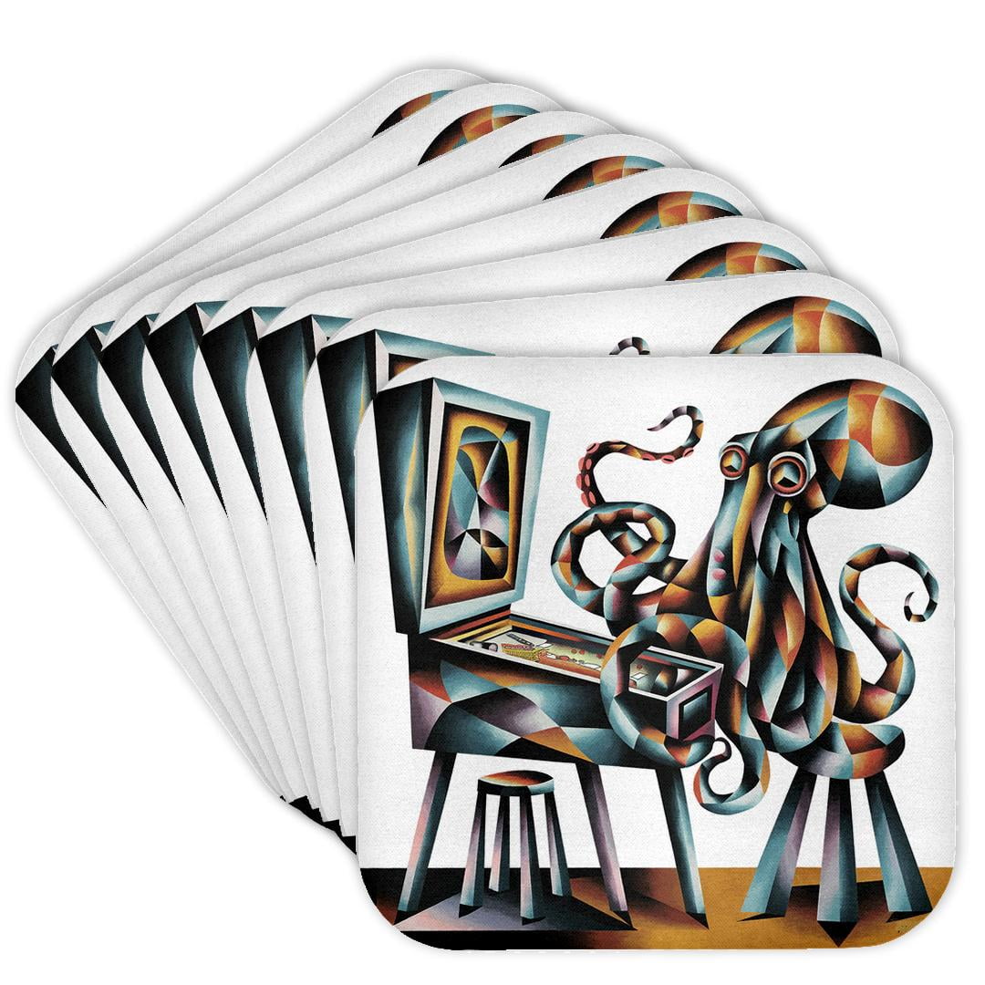 3drose, Funny Cute Cool Octopus Playing Pinball Retro Graffiti Beach ...