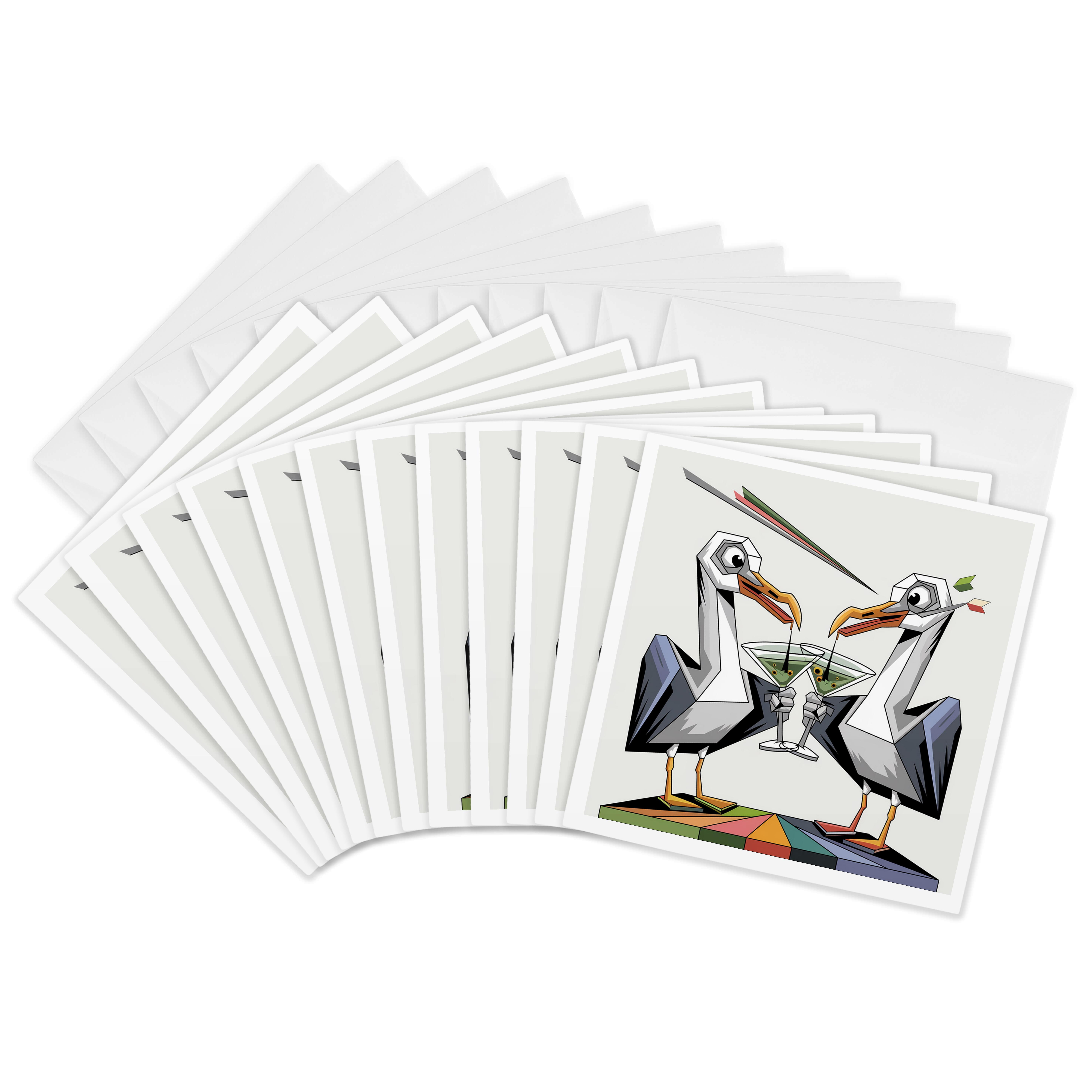 3drose, Funny Cute Cool Seagulls Drinking Martinis Beach Birds Abstract ...
