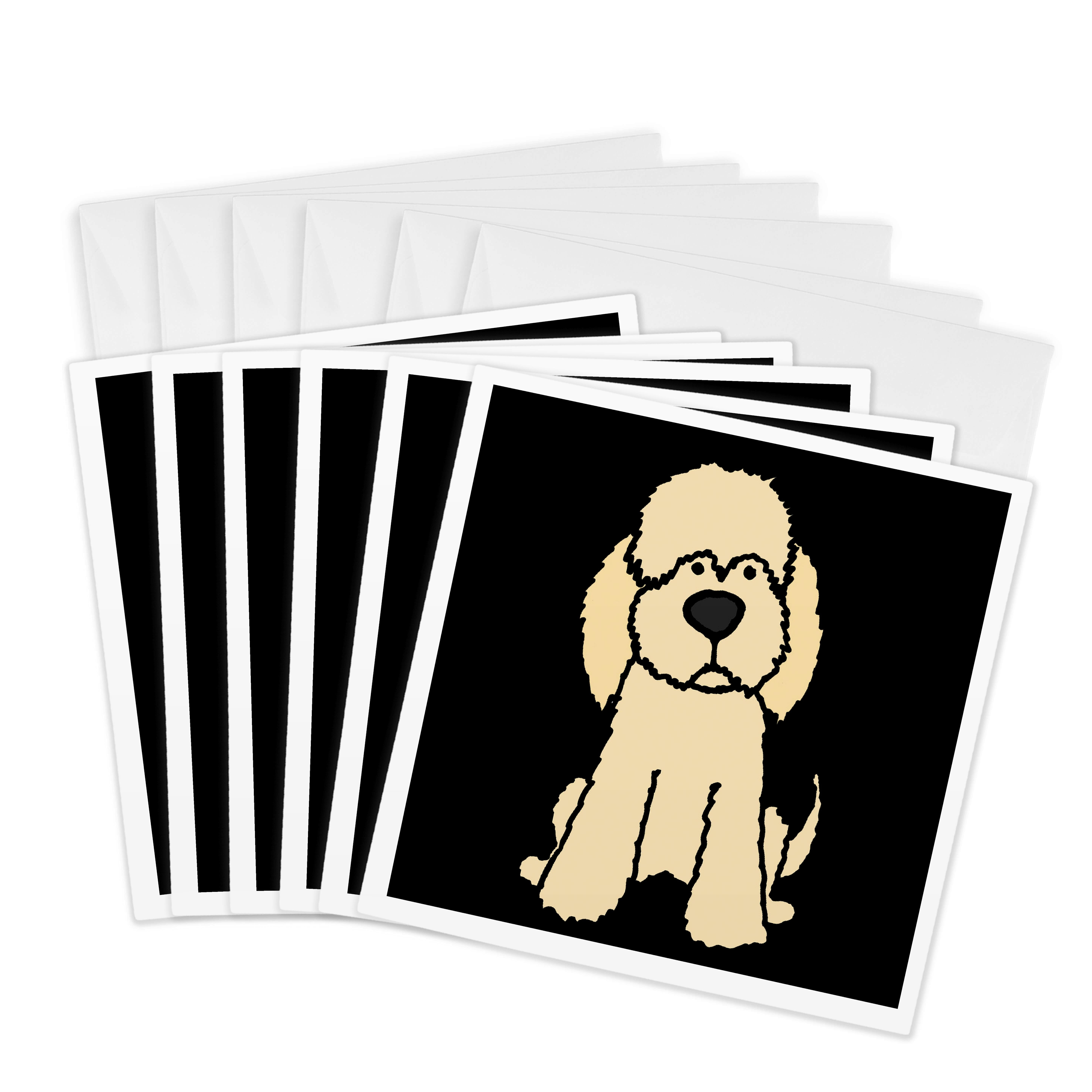 3drose, Funny Cute Cream or Apricot Labradoodle Puppy Dog Cartoon, 6 ...