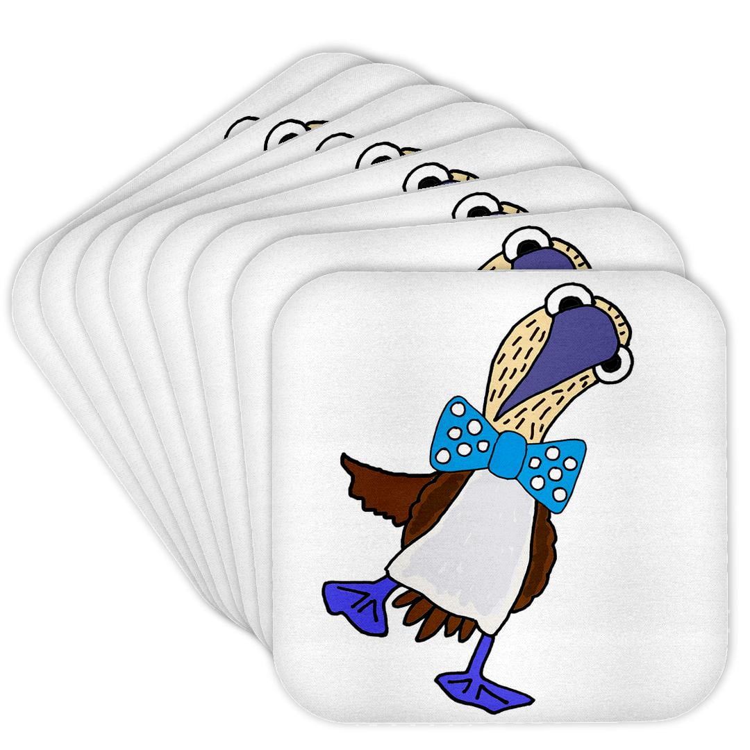 3drose, Funny Cute Dancing Blue Footed Booby Bird in Blue Polka Dot Bow ...