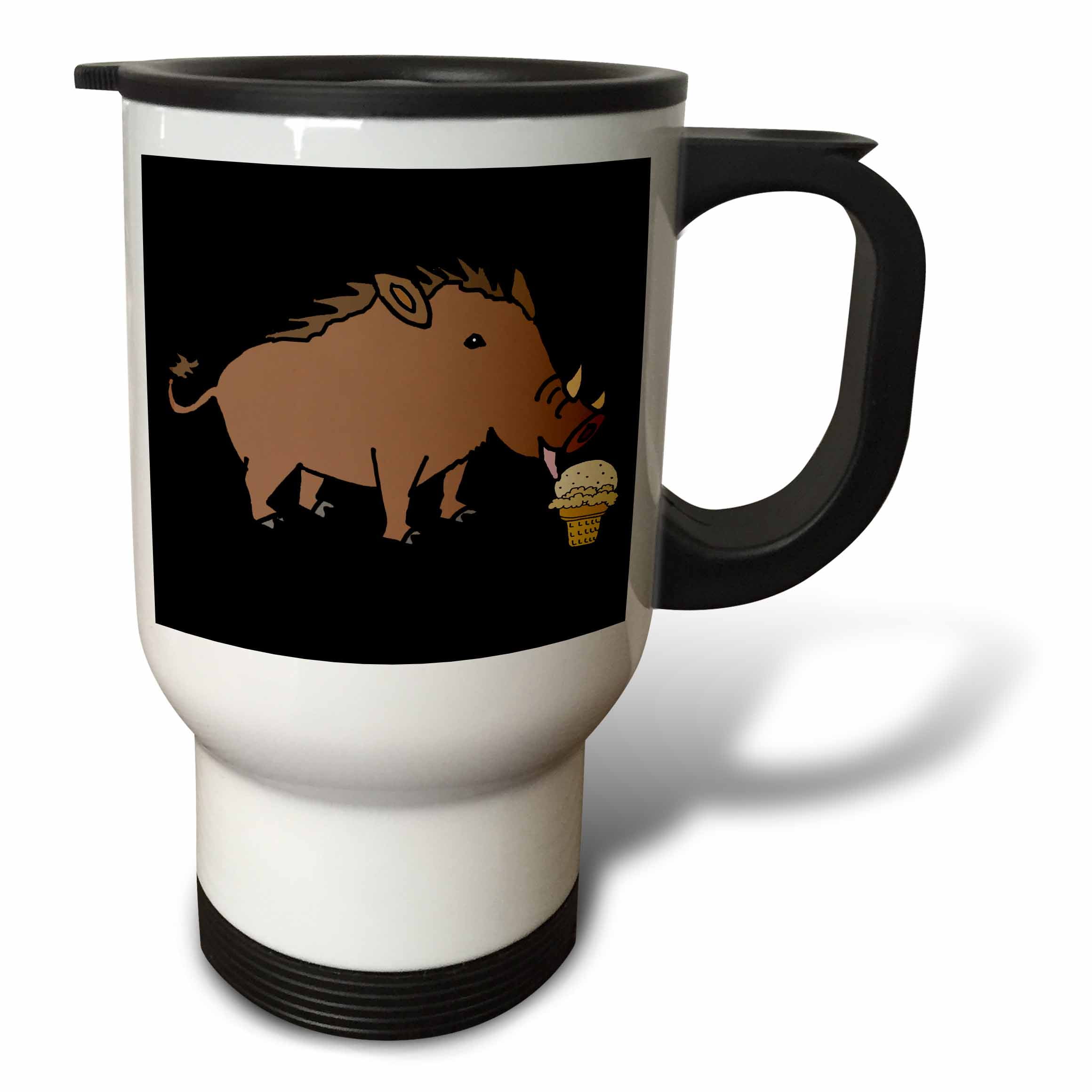 3drose, Funny Cute Feral Hog or Pig Wild Boar Eating Ice Cream Cartoon ...