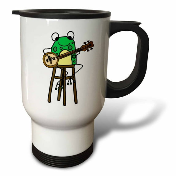 3drose, Funny Cute Green Frog Playing Banjo Music Cartoon, 14oz ...