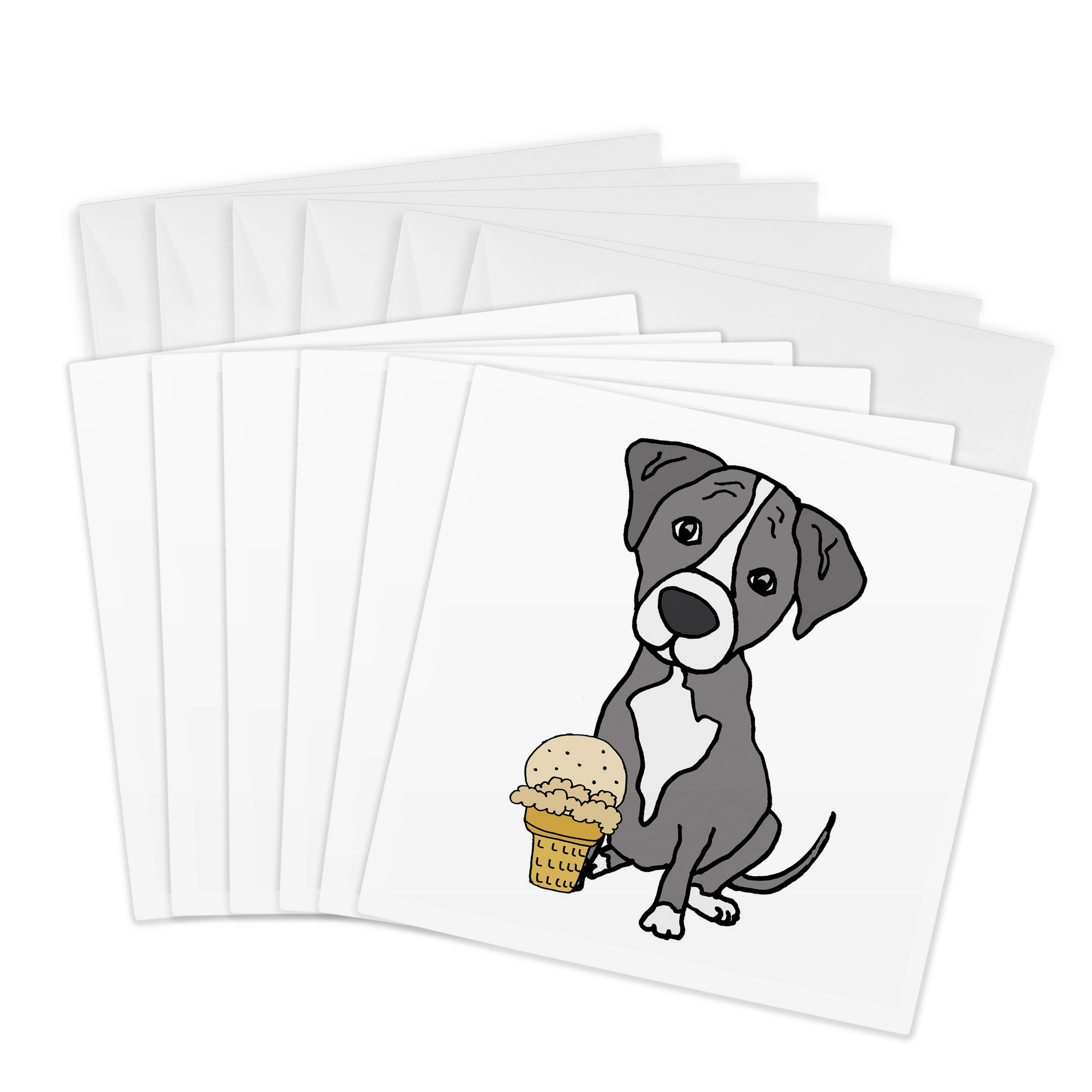 3drose, Funny Cute Grey Pitbull Puppy Dog Eating Ice Cream Cone, 6 ...