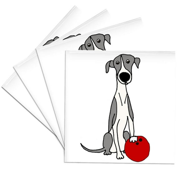 3drose, Funny Cute Grey and White Greyhound Racing Dog Bowling Cartoon ...