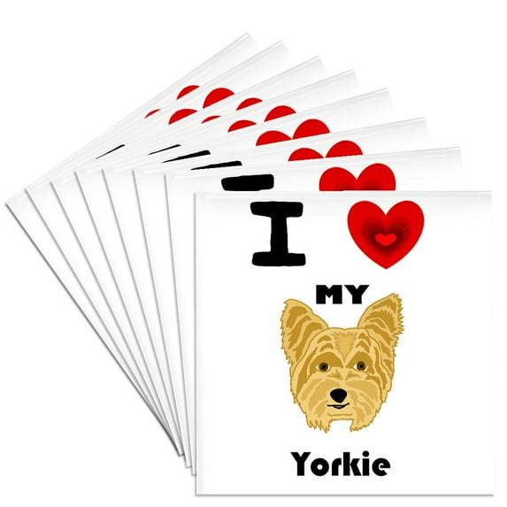 3drose, Funny Cute I Love My Yorkie Yorkshire Terrier Dog Art, Set of 8 ...