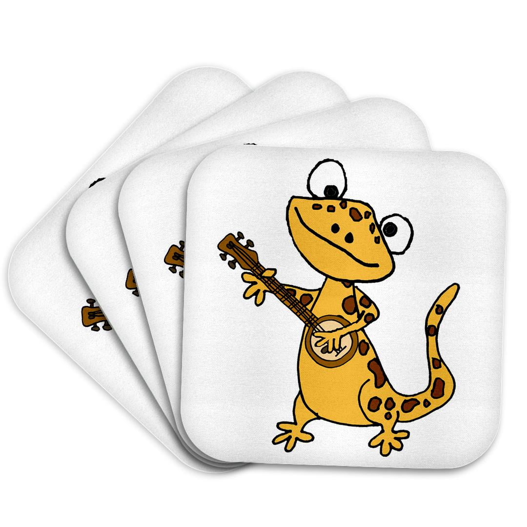 3drose, Funny Cute Leopard Gecko Lizzard Playing Banjo Music Cartoon ...