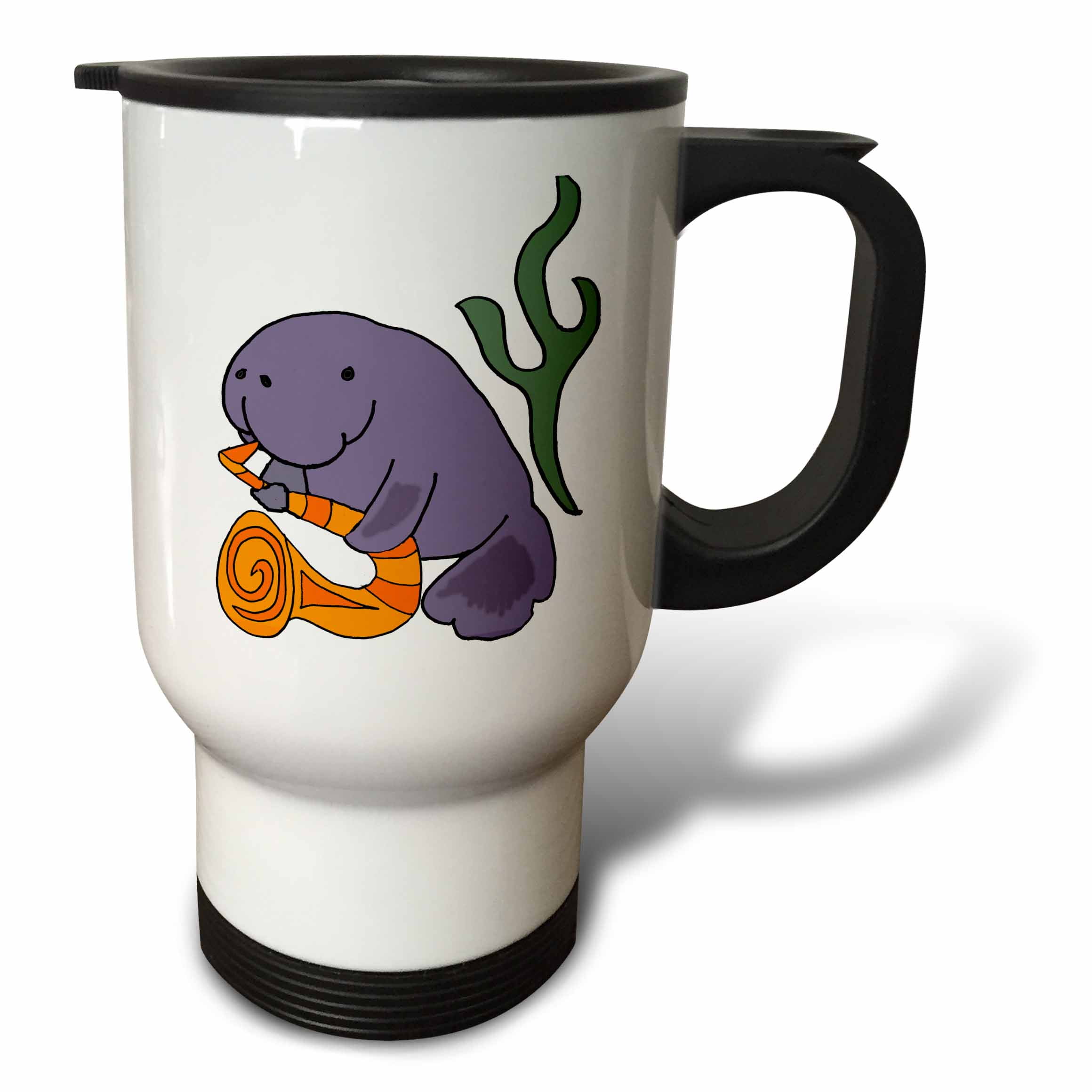 3drose, Funny Cute Manatee Playing Saxophone Cartoon, 14oz Stainless ...