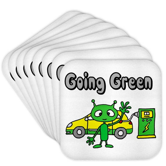 3drose, Funny Cute Martian Alien Charging Electic Ev Car Going Green ...
