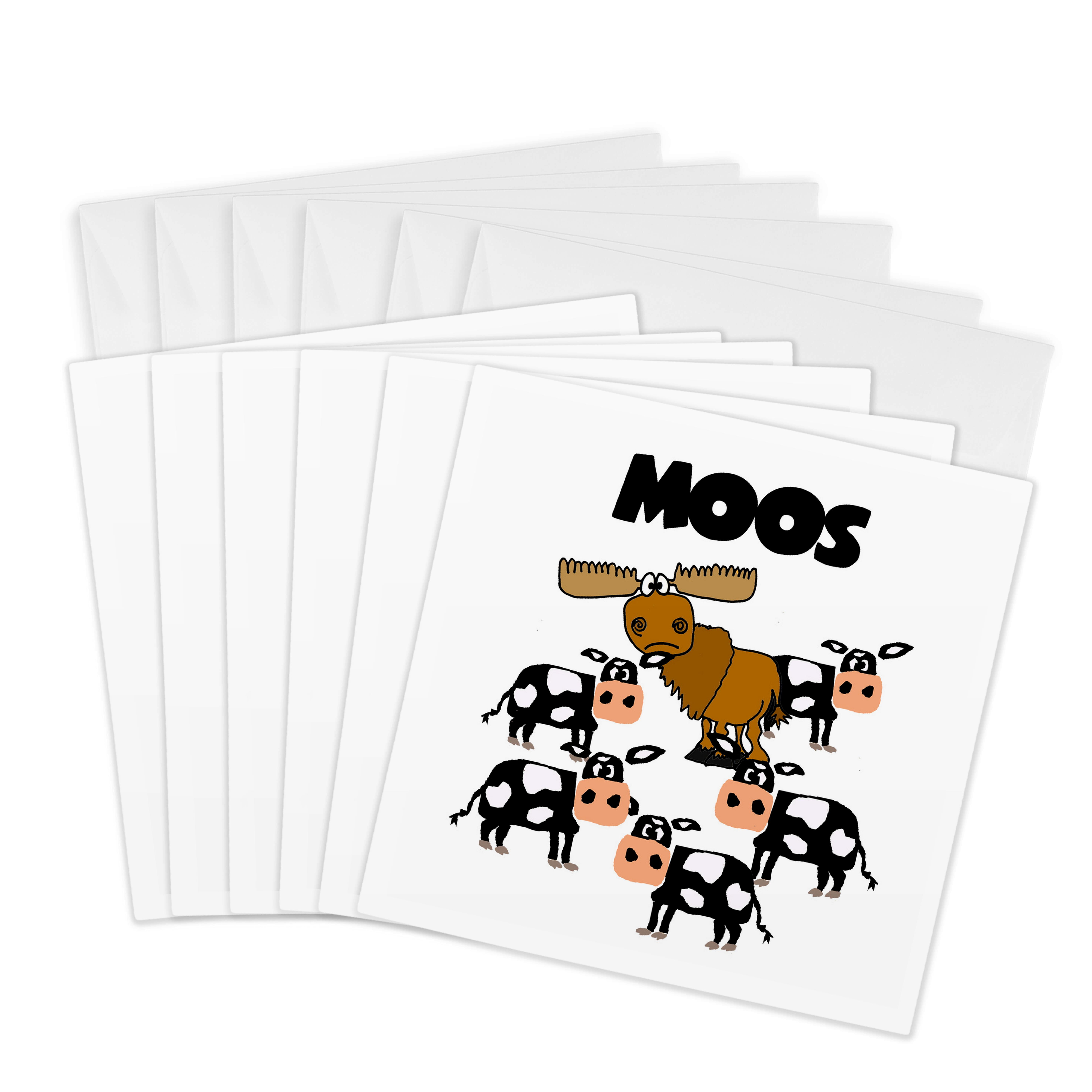 3drose, Funny Cute Moose and Cows Moos Pun Satire, 6 Greeting Cards ...