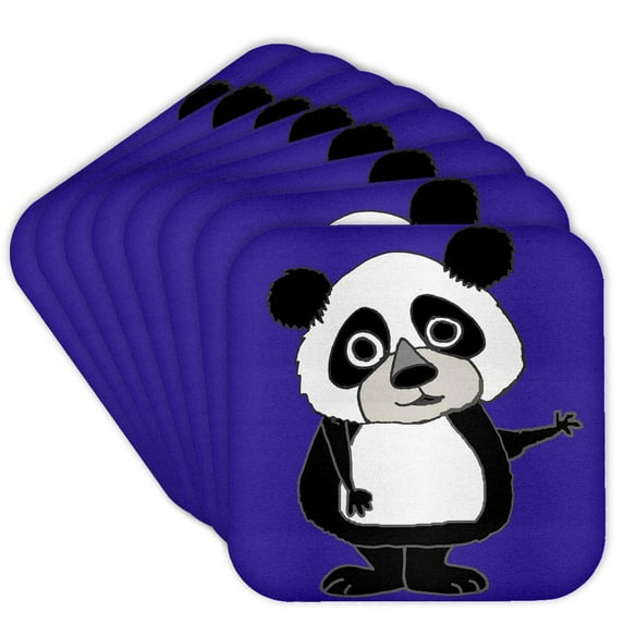 3drose, Funny Cute Panda Bear Original Art Cartoon, Set of 8 Coasters ...