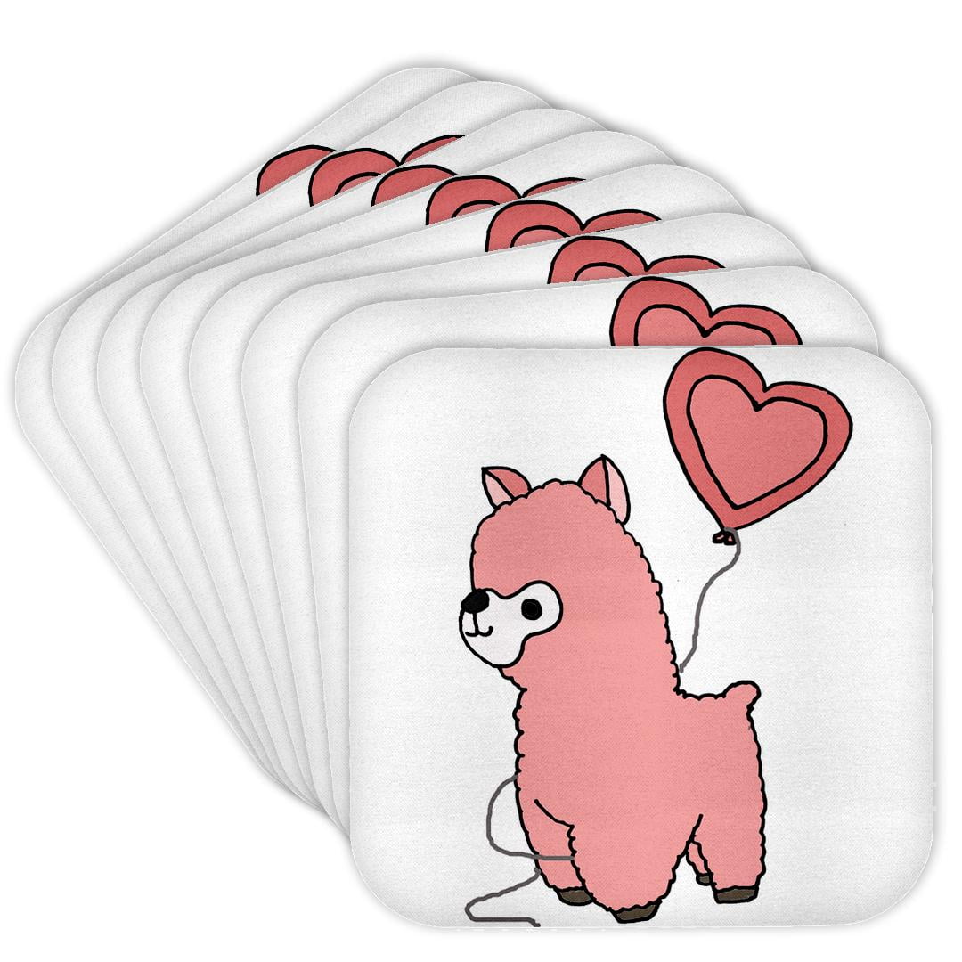 3drose, Funny Cute Pink Alpaca with Pink Heart Balloon, Set of 8 ...