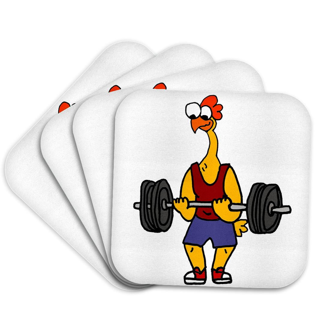 3drose, Funny Cute Rubber Chicken Bodybuilder Lifting Weights Cartoon ...