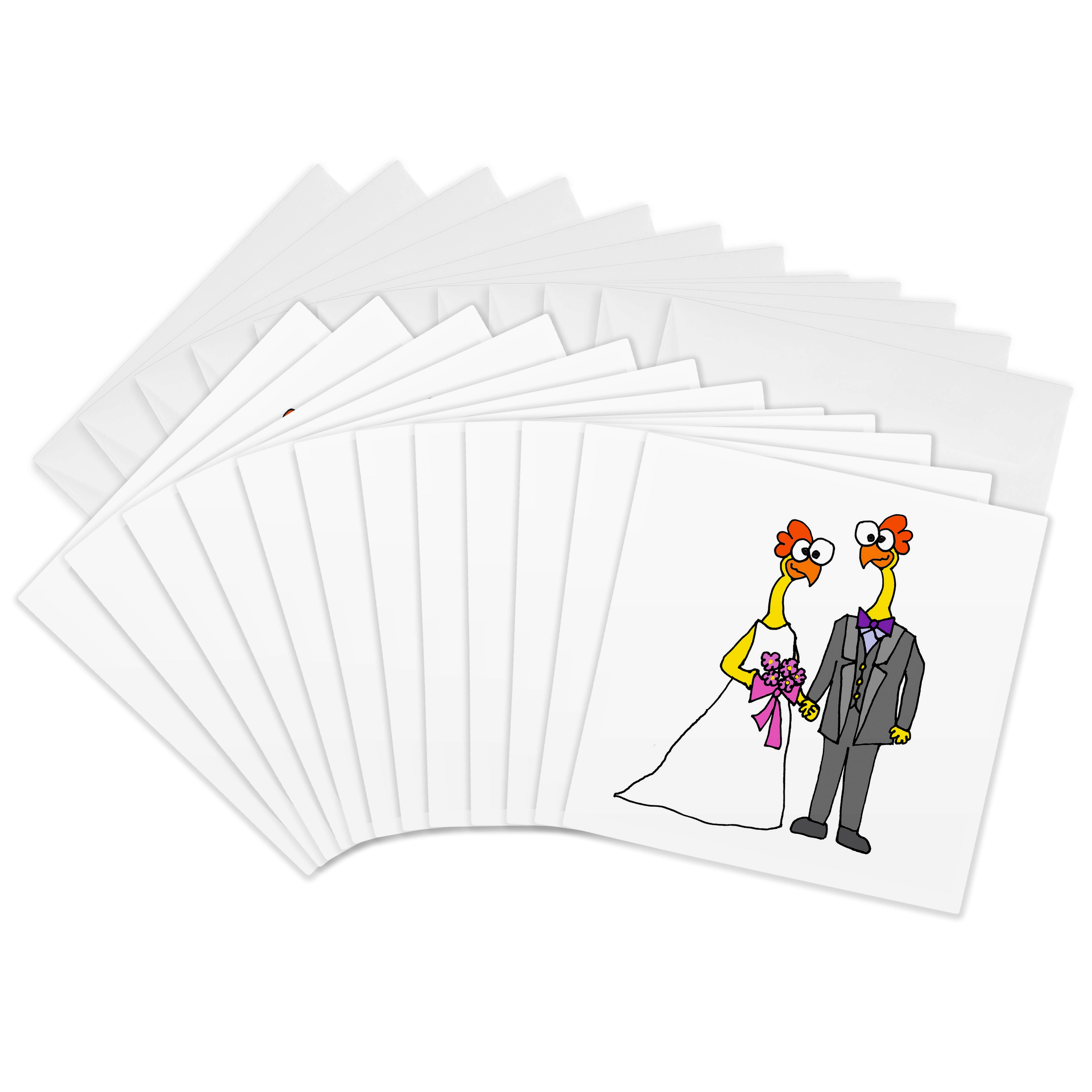 3drose, Funny Cute Rubber Chicken Bride and Groom Wedding, 12 Greeting ...