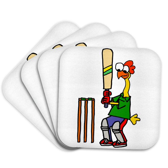 3drose, Funny Cute Rubber Chicken Playing Cricket Sports Cartoon, Set ...