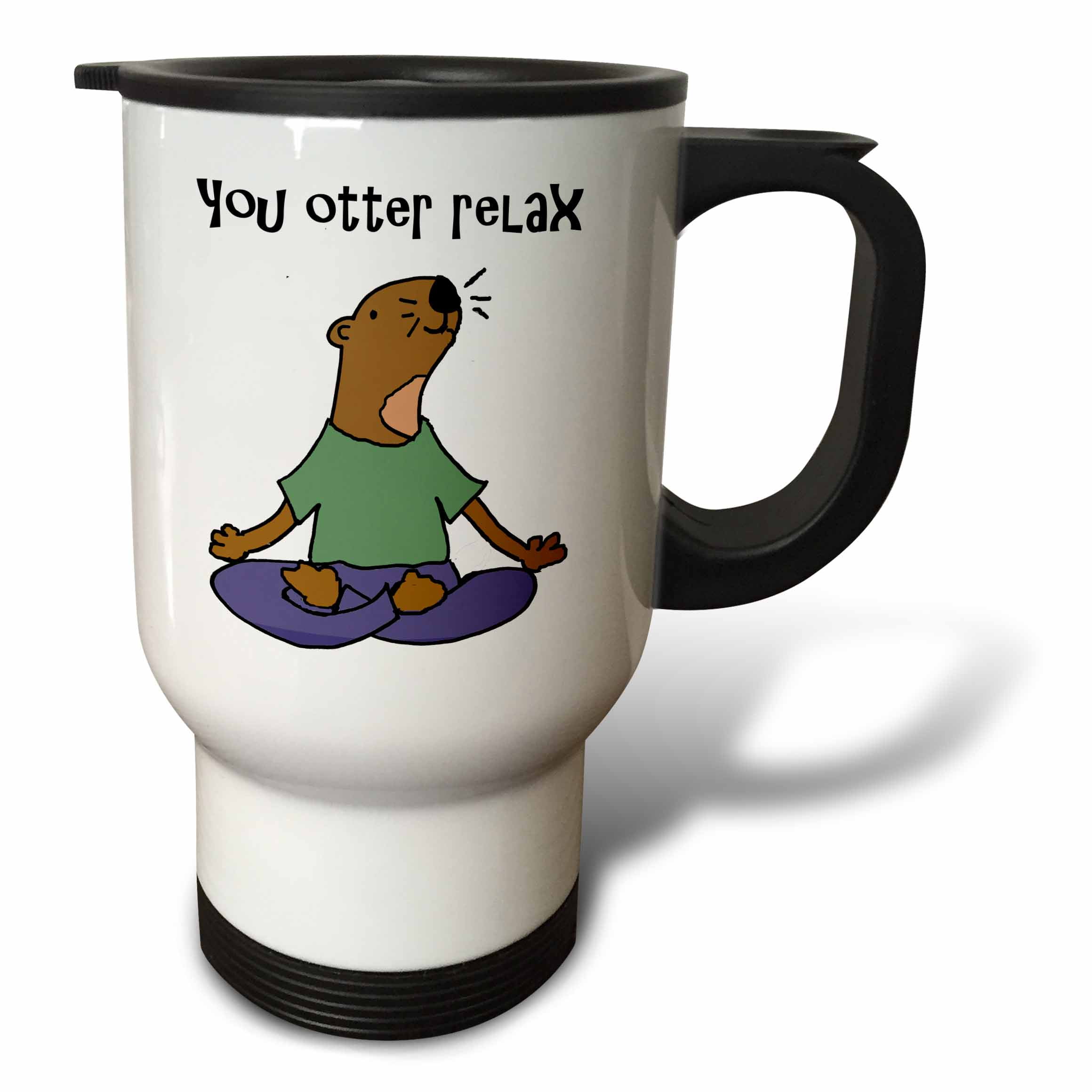 3drose, Funny Cute Sea Otter Yoga Cartoon You Otter Relax Pun, 14oz ...