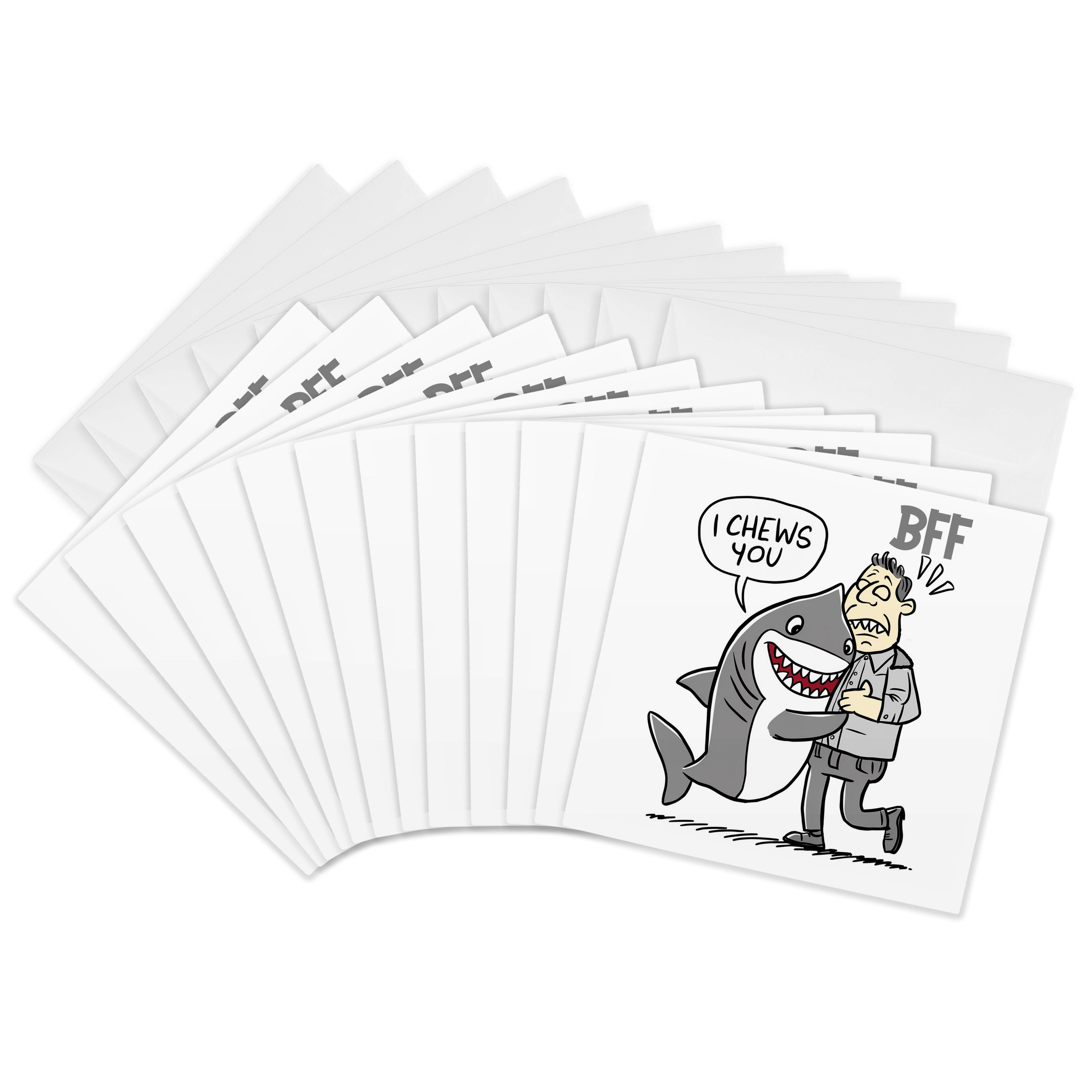 3drose, Funny Cute Shark Hugging Nervous Man I Chews You Bff Pun, 12 ...