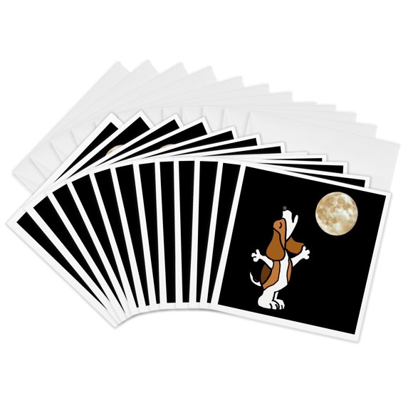 3drose, Funny Cute Singing Beagle Puppy Dog Baying at the Moon, 12 ...