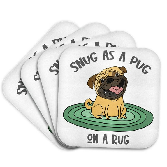 3drose, Funny Cute Snug as a Pug on a Rug Pud Dog on Rug Pun Cartoon ...