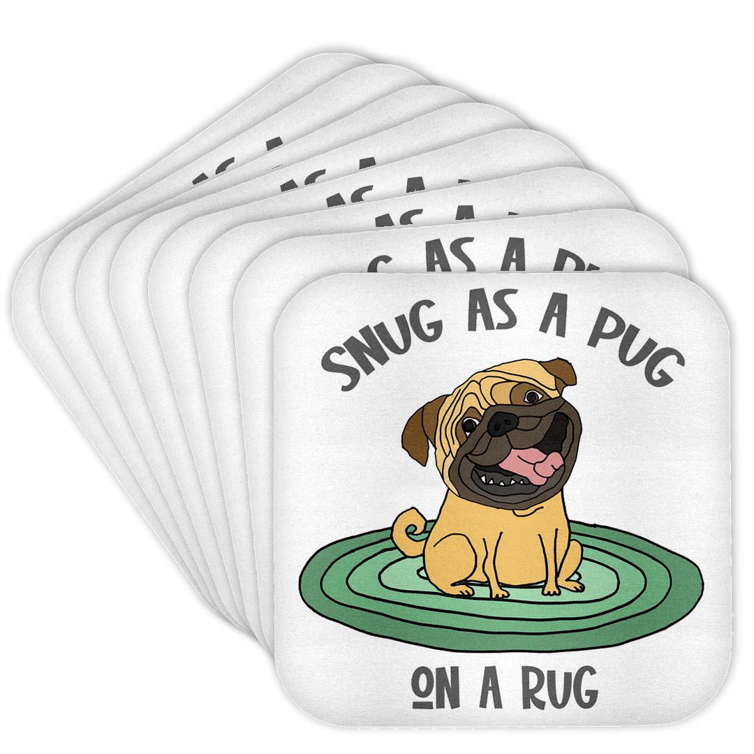 3drose, Funny Cute Snug as a Pug on a Rug Pud Dog on Rug Pun Cartoon ...