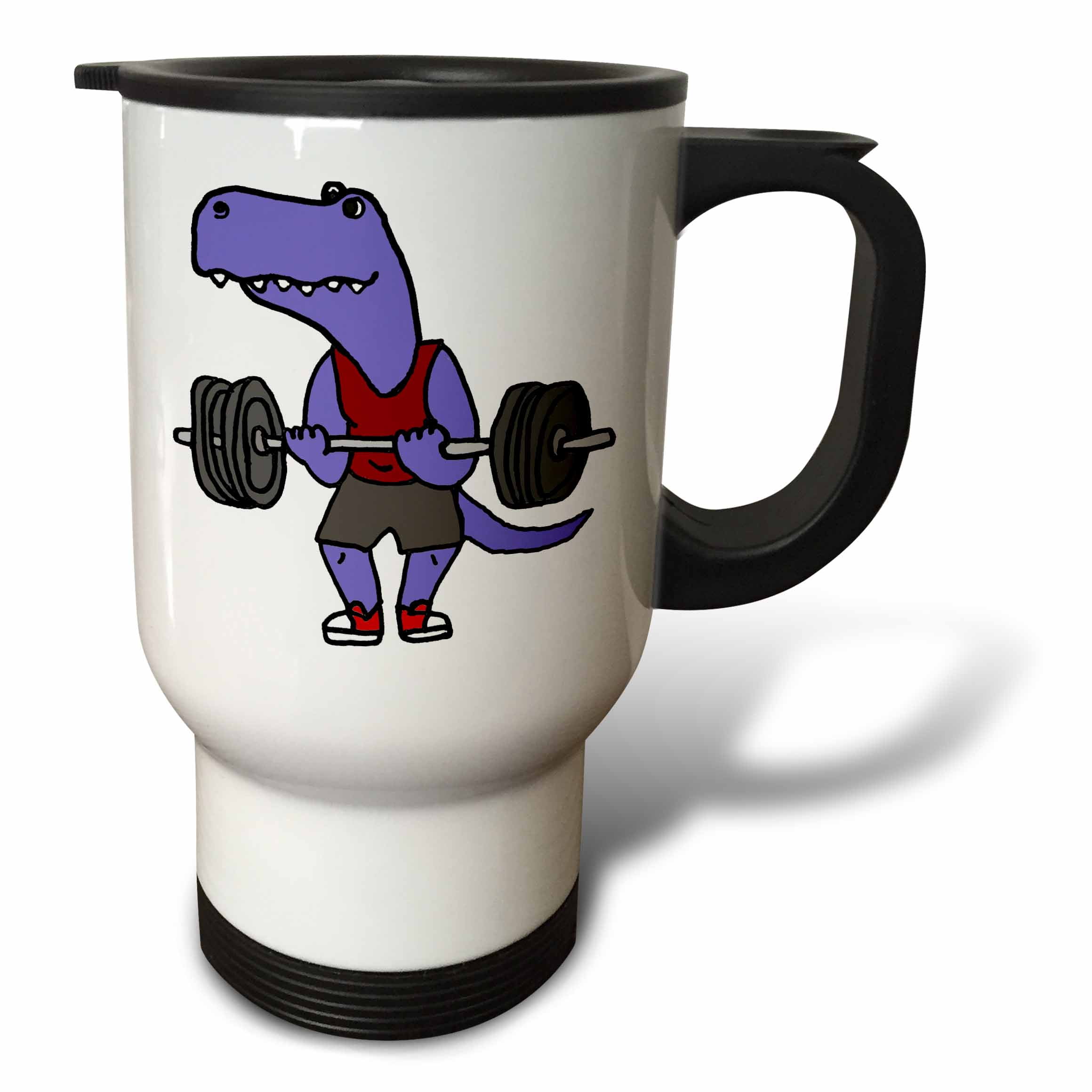 3drose, Funny Cute T-rex Dinosaur Bodybuilder Lifting Weights Cartoon ...