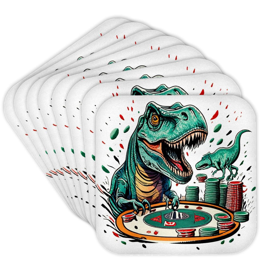 3drose, Funny Cute T-rex Dinosaur Gambling and Playing Poker Cards, Set ...