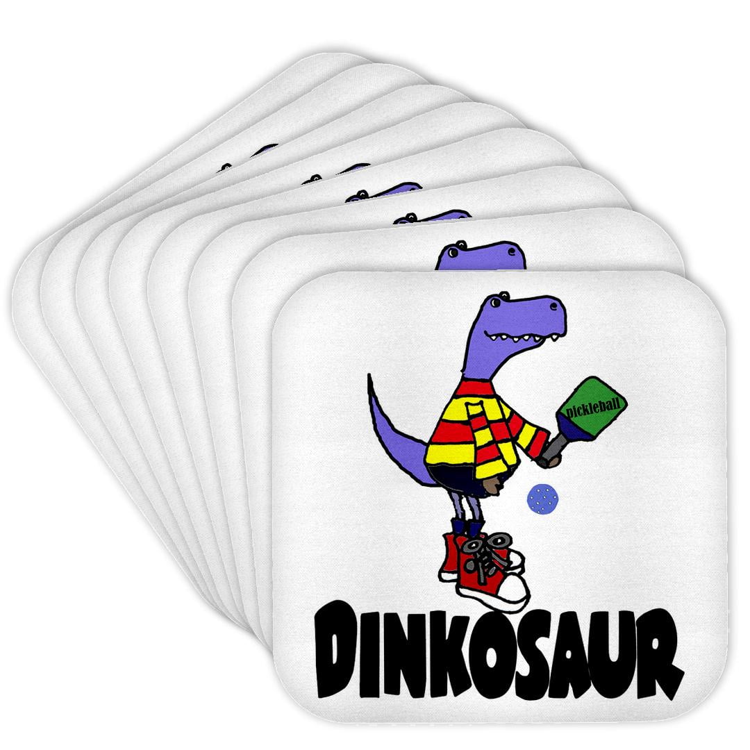 3drose, Funny Cute T-rex Dinosaur Playing Pickleball Dinkosaur Pun, Set ...