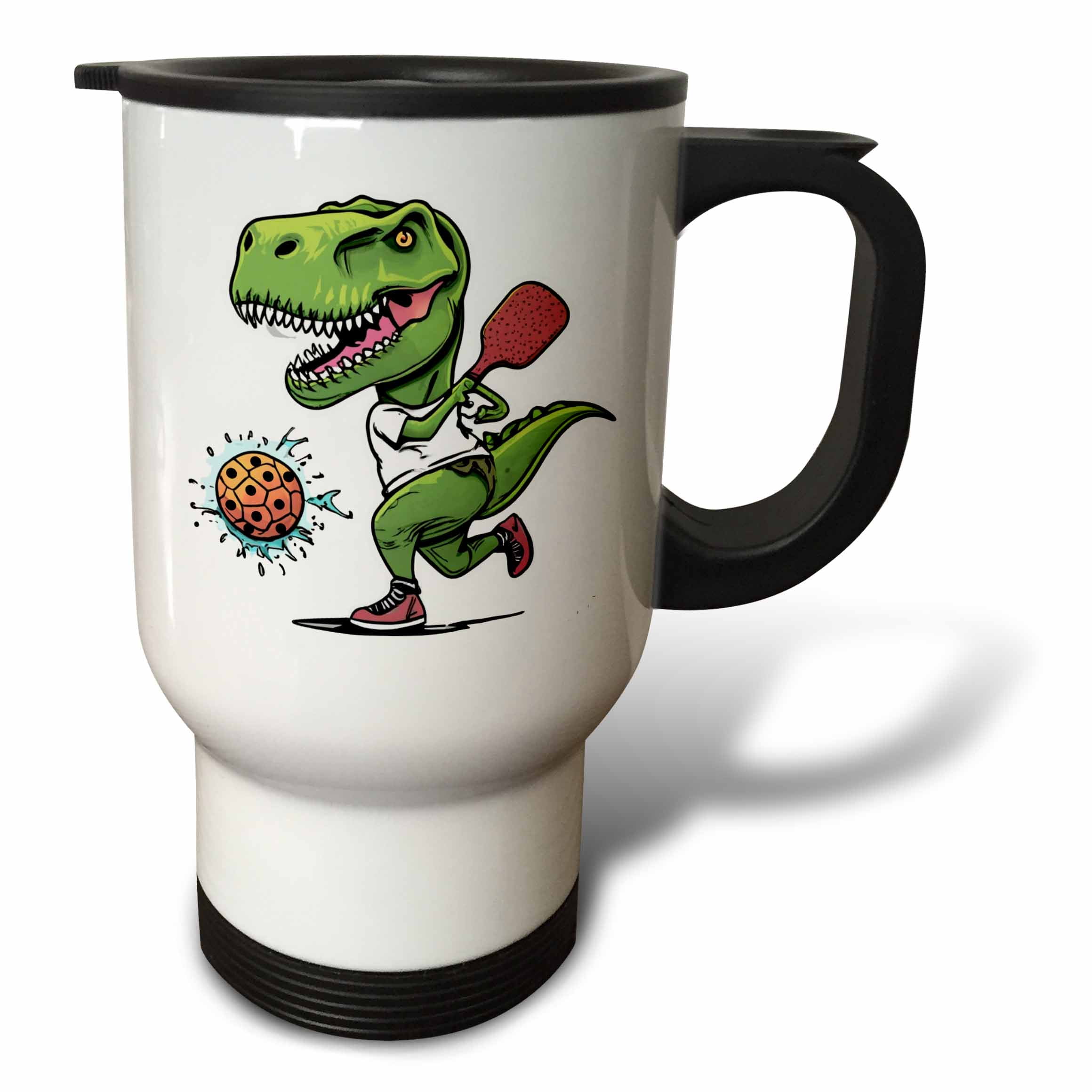 3drose, Funny Cute T-rex Dinosaur Playing Pickleball Sports Cartoon ...