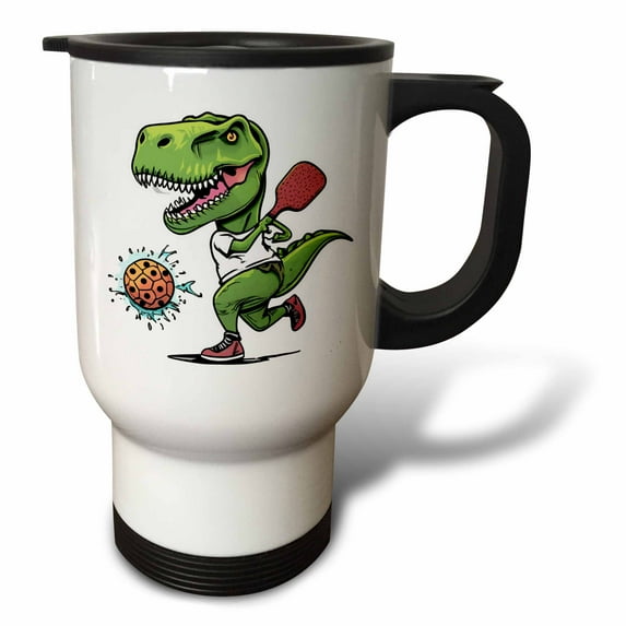 3drose, Funny Cute T-rex Dinosaur Playing Pickleball Sports Cartoon ...