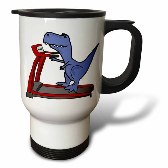 3drose, Funny Cute T-rex Dinosaur on Treadmill Exercise Cartoon, 14oz ...