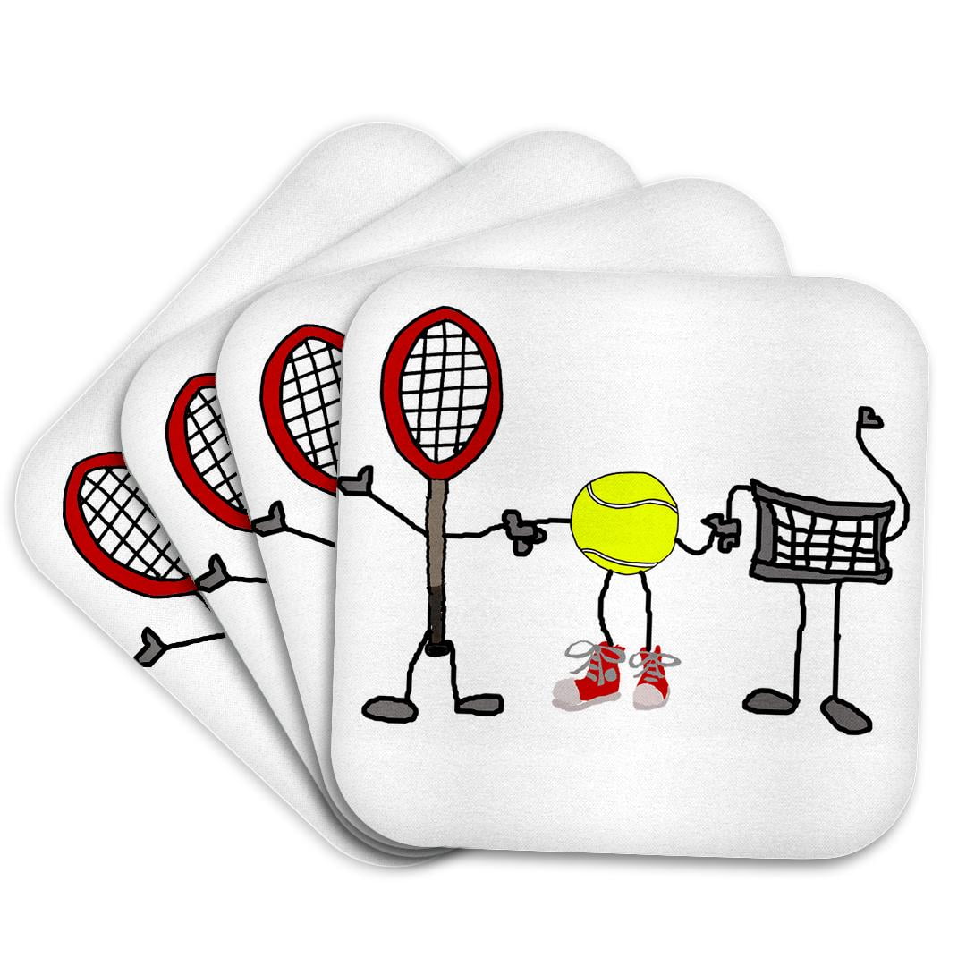 3drose, Funny Cute Tennis Racket, Ball, and Net Cartoon Characters, Set ...