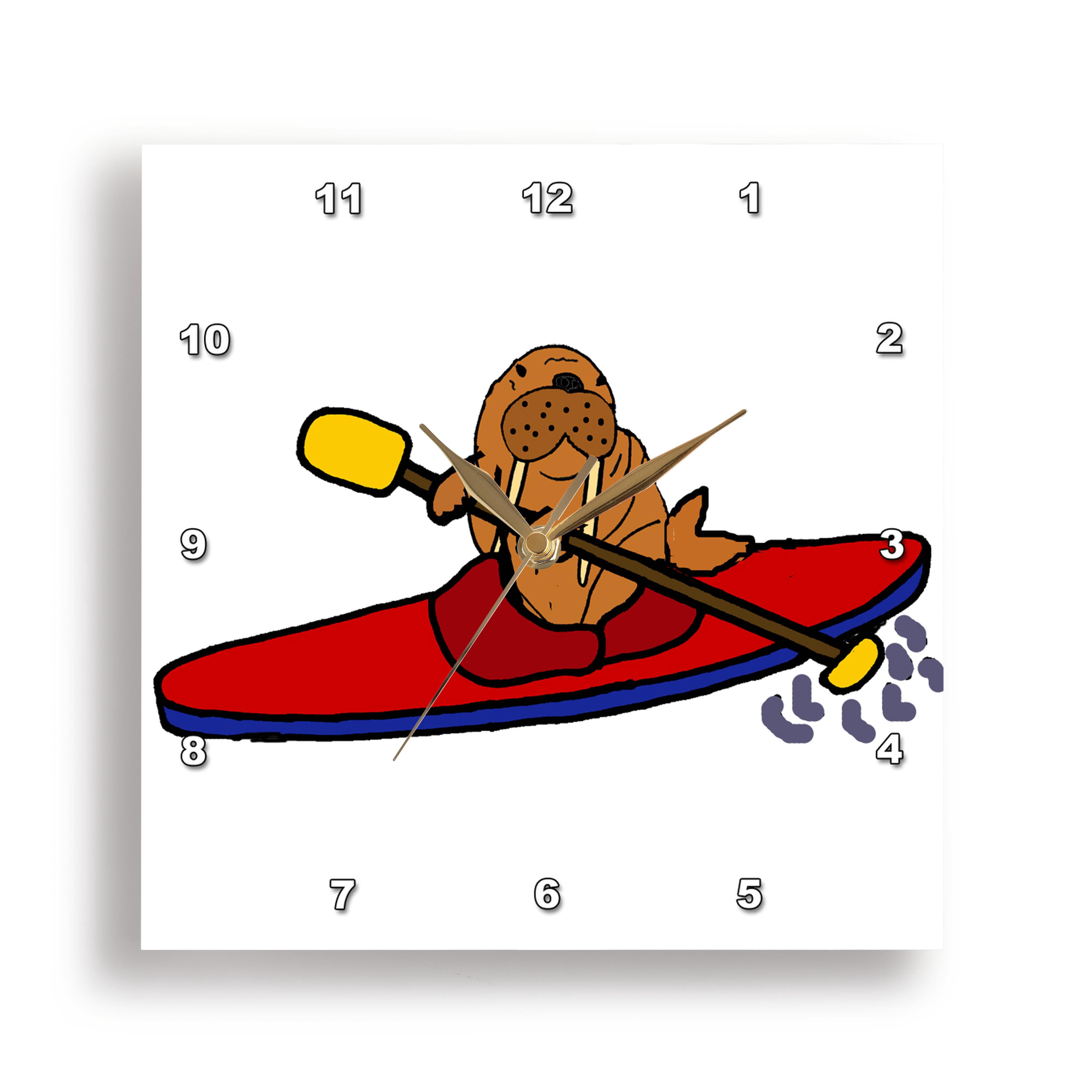 3drose, Funny Cute Walrus Kayaking Cartoon, 10x10 Wall Clock - Walmart.com