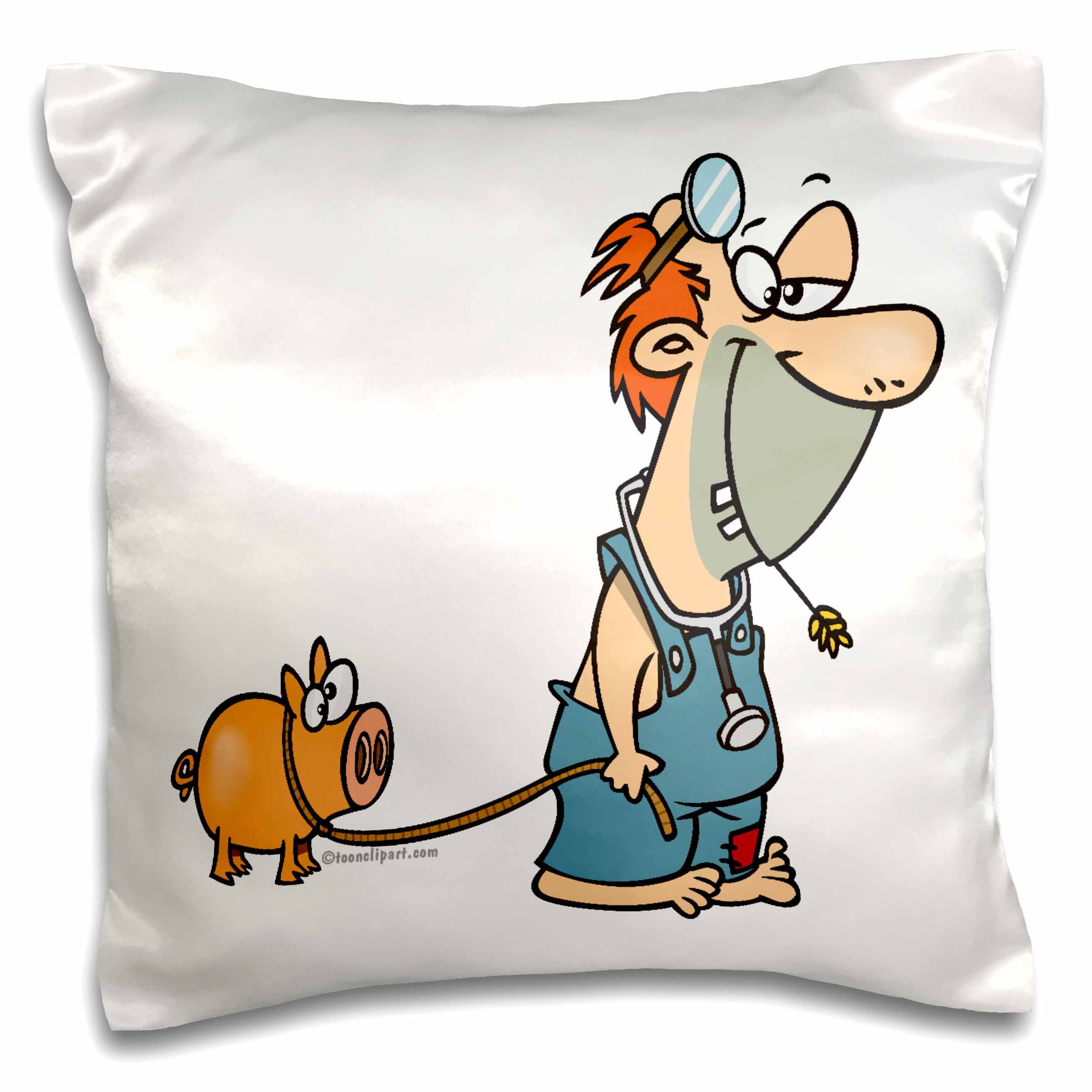 3drose, Funny Hillbilly Vet with Pig Cartoon, 16x16 inch Pillow Case ...