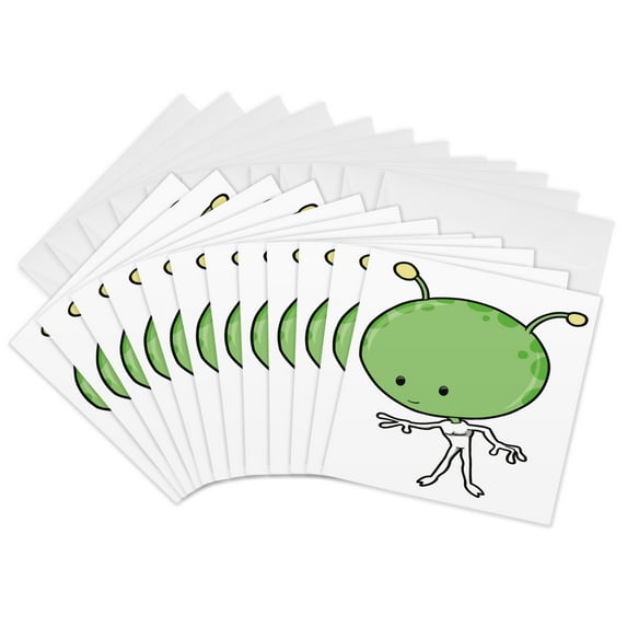 3drose, Funny Little Big Headed Alien Cartoon Character, 12 Greeting ...