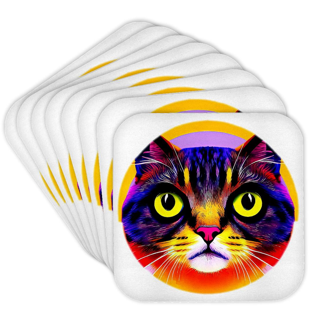3drose, Funny Portrait of a Cat Animal of Yellow, Purple, Orange Colors ...