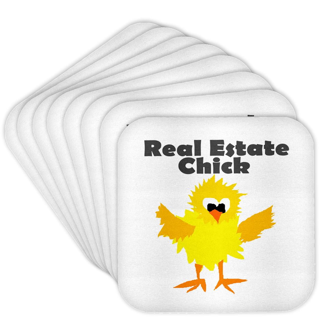 3drose, Funny Real Estate Chick Cartoon, Set of 8 Coasters - Cork ...