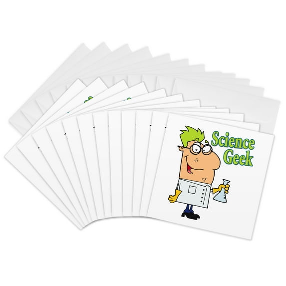 3drose, Funny Science Geek Cartoon Character, 12 Greeting Cards with ...