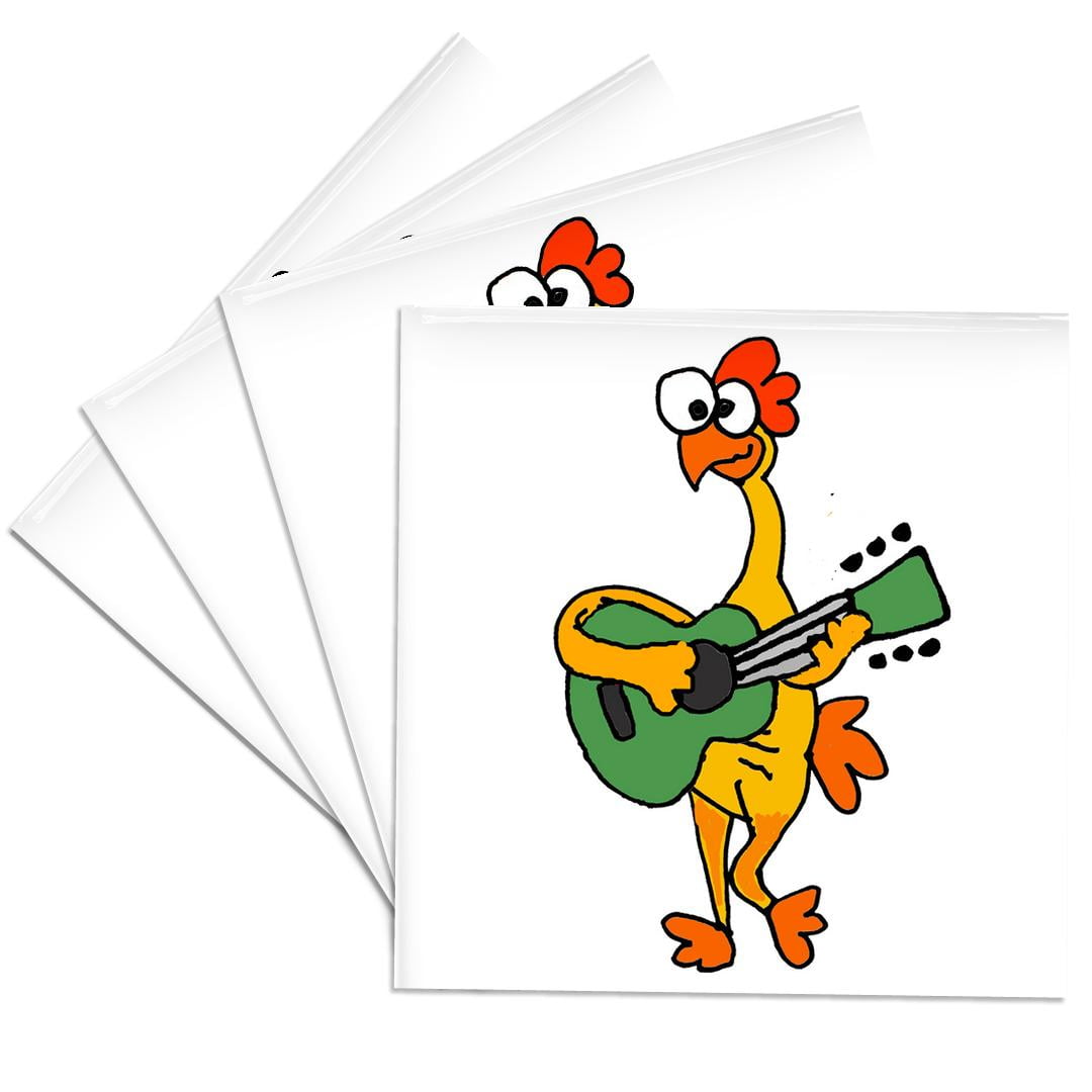 3drose, Funny Silly Rubber Chicken Playing Guitar Music Cartoon, Set of ...