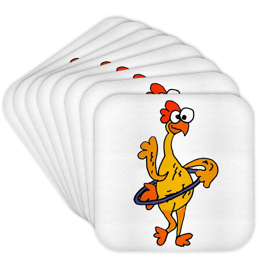 3drose, Funny Silly Rubber Chicken Playing Hula Hoop Cartoon, Set of 8 ...