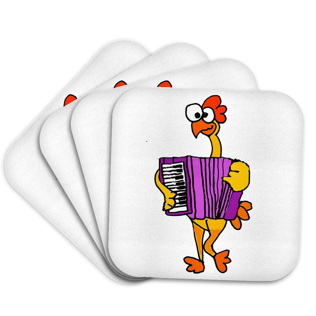 3drose, Funny Silly Rubber Chicken Playing Purple Accordion, Set of 4 ...