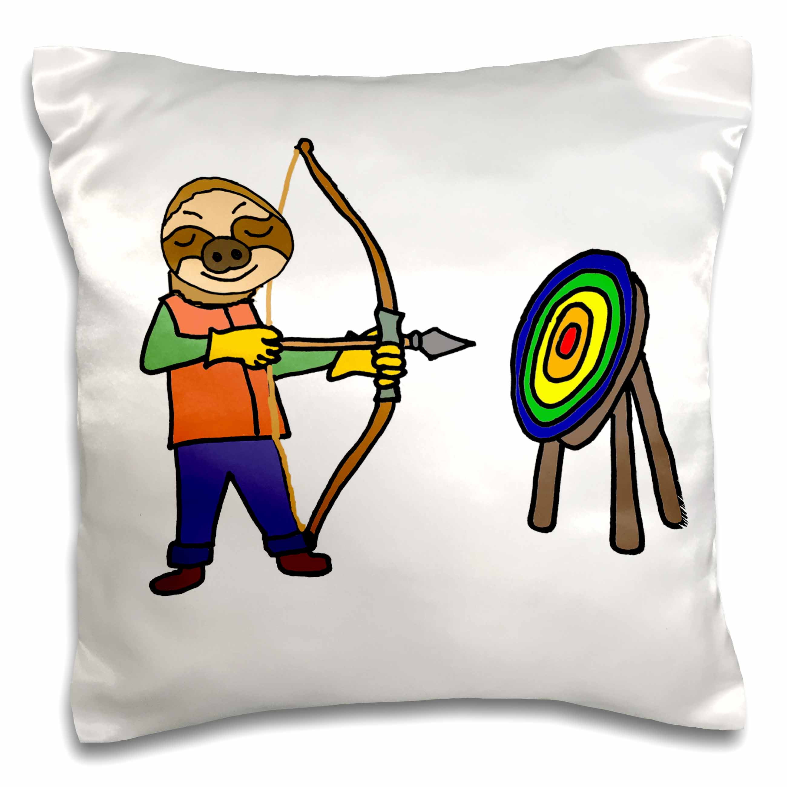 3drose, Funny Sloth Practicing Archery with Bow and Arrow, 16x16 inch ...