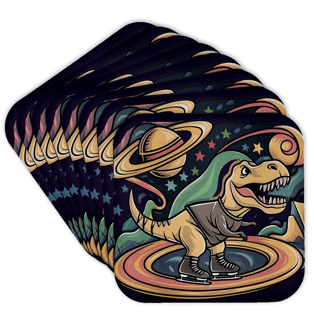 3drose, Funny T-rex Dinosaur Skating Saturn Ring Space Starry Night ...