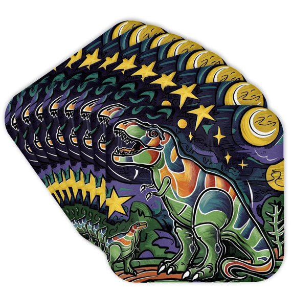 3drose, Funny T-rex Dinosaurs Moon and Stars Starry Night Abstract Art ...