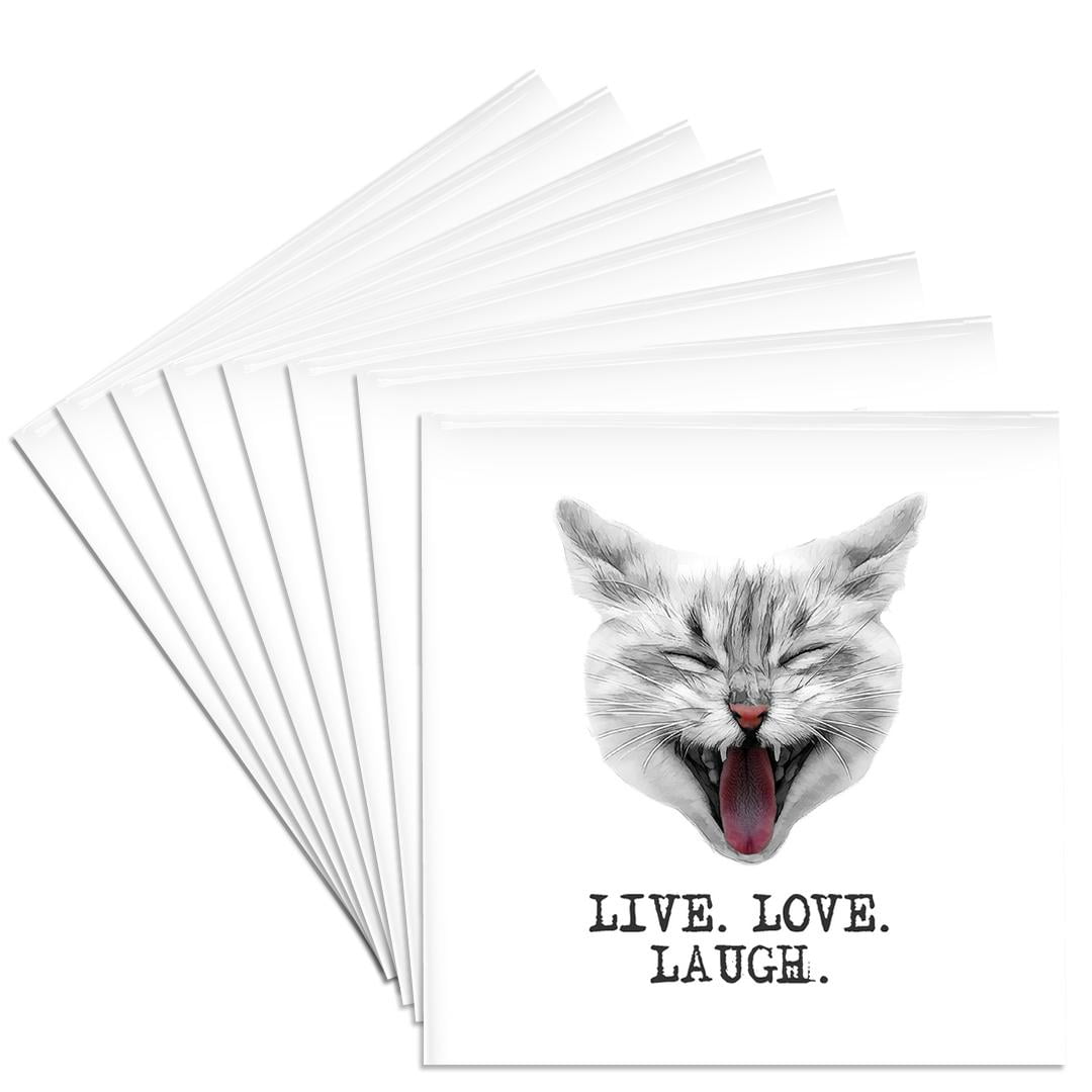 3drose, Funny Tabby Cat Laughs Out Loud. Live. Love. Laugh Text. Funny ...