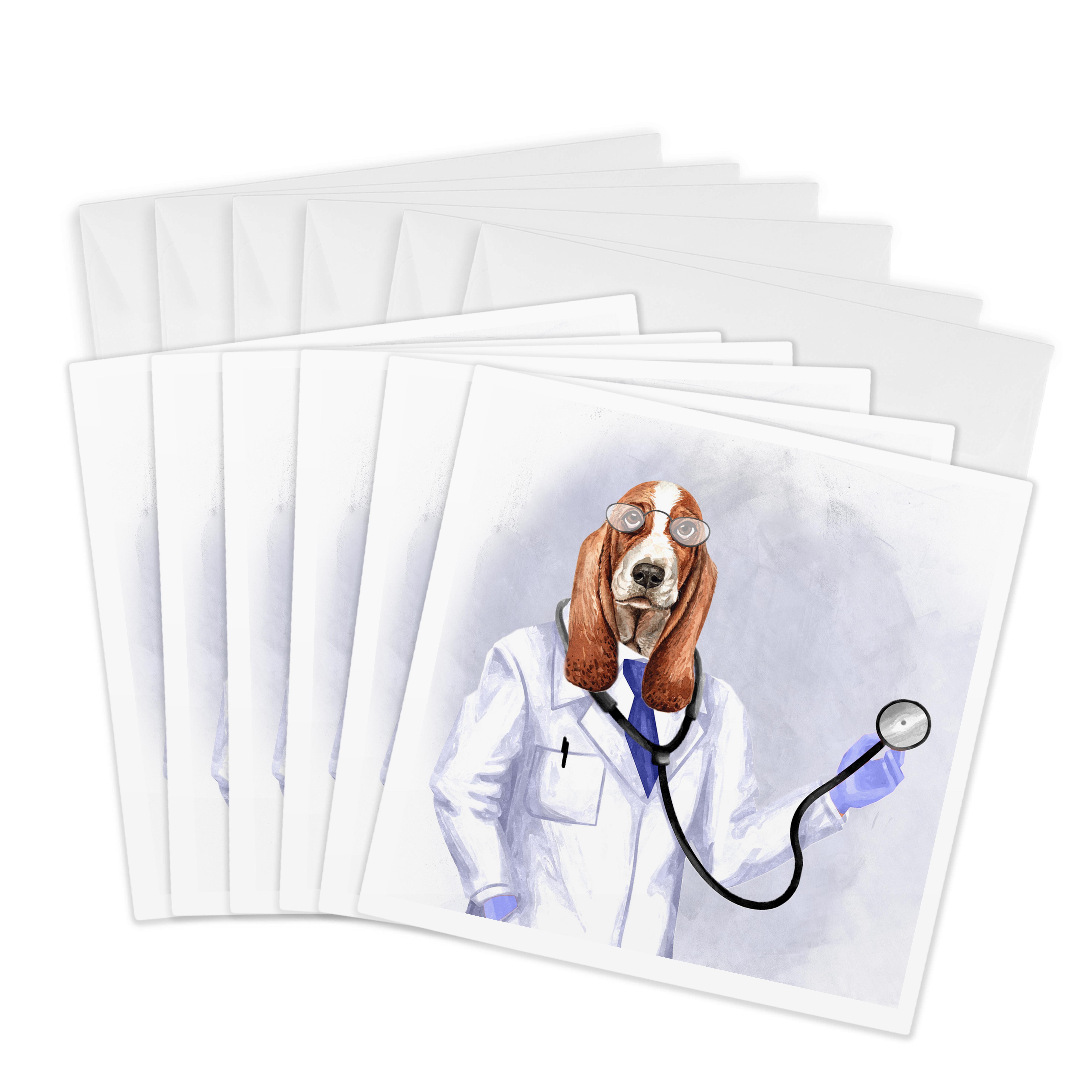 3drose, Funny Watercolor of a Hound Dog Doctor in White Coat and ...