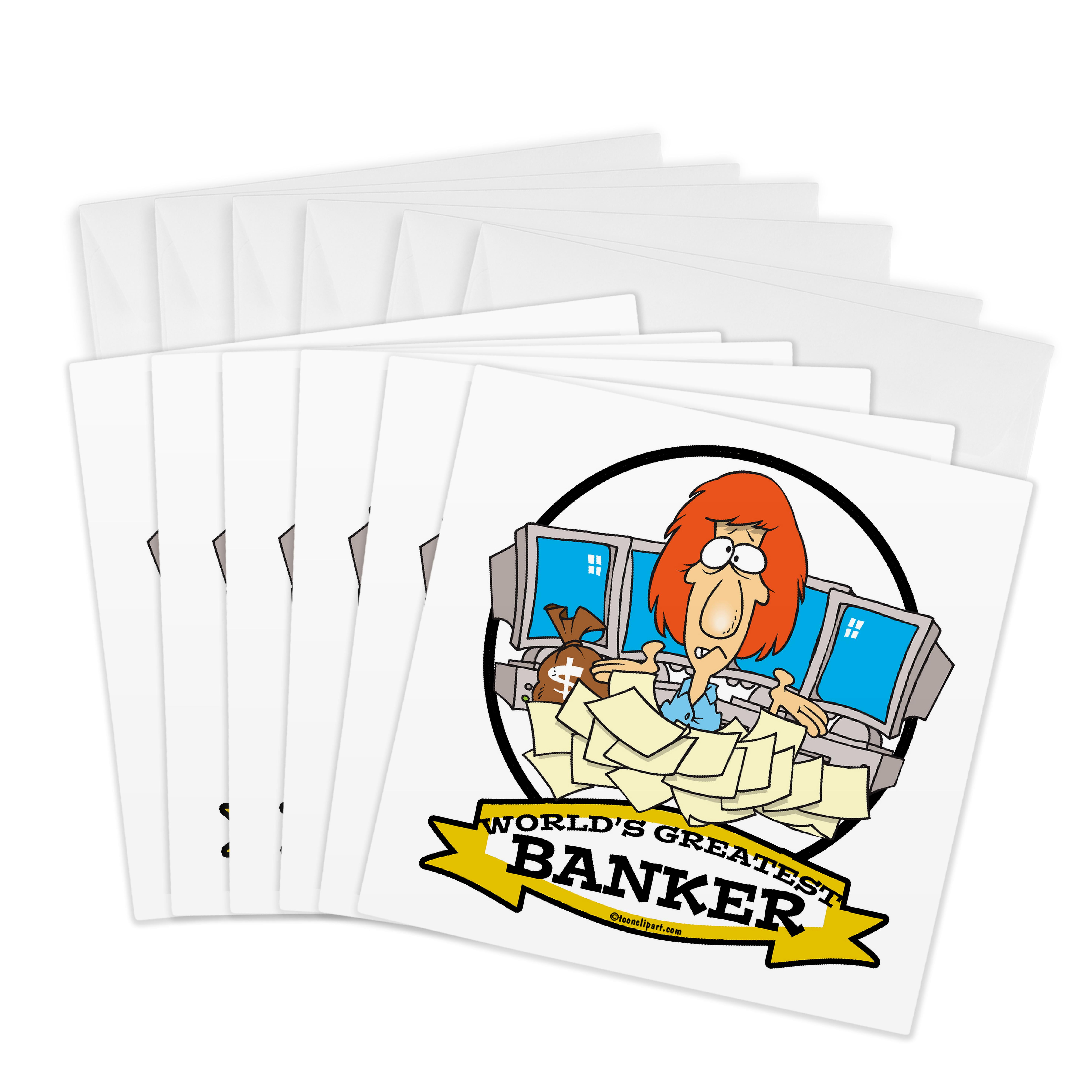 3drose, Funny Worlds Greatest Banker Occupation Job Cartoon, 6 Greeting ...