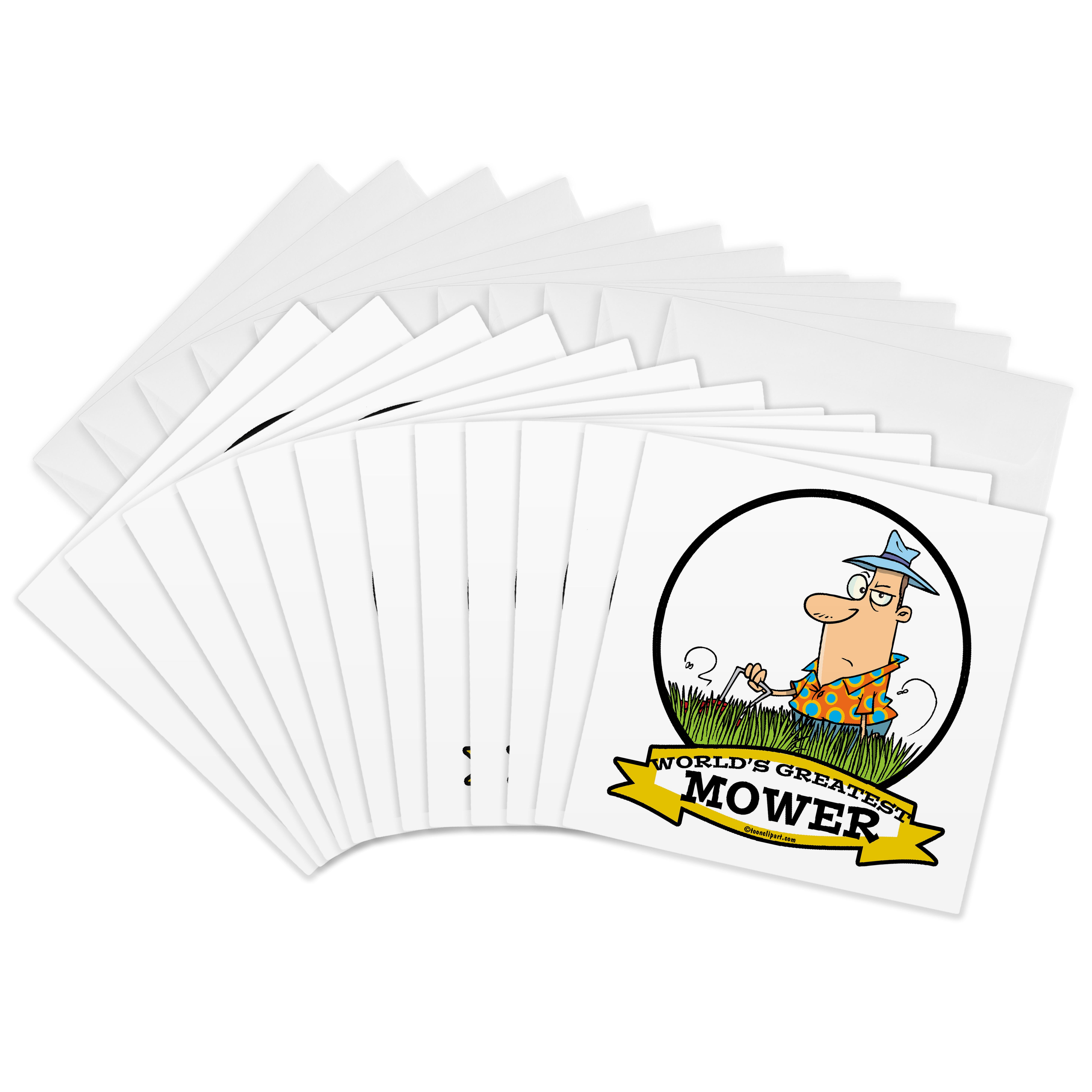 3drose, Funny Worlds Greatest Lawn Mower Cartoon, 12 Greeting Cards ...