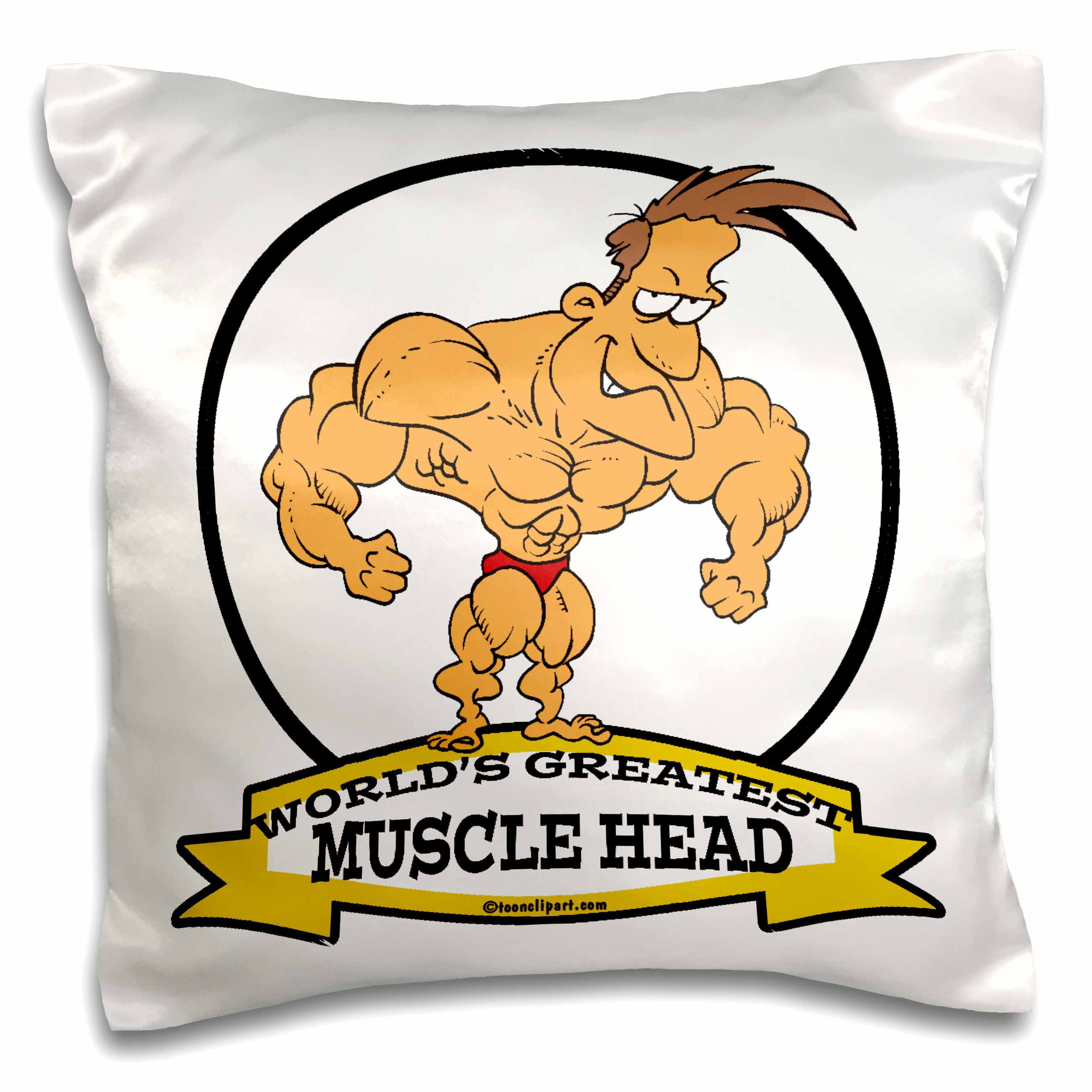 3drose, Funny Worlds Greatest Muscle Head Men Cartoon, 16x16 inch ...