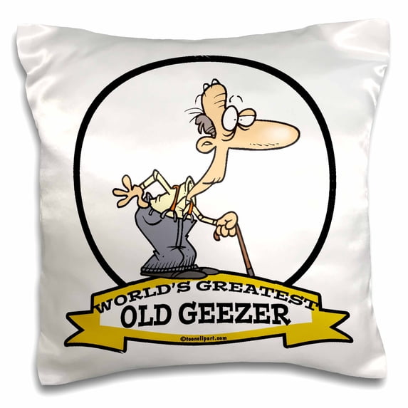 3drose, Funny Worlds Greatest Old Geezer Cartoon, 16x16 inch Pillow ...