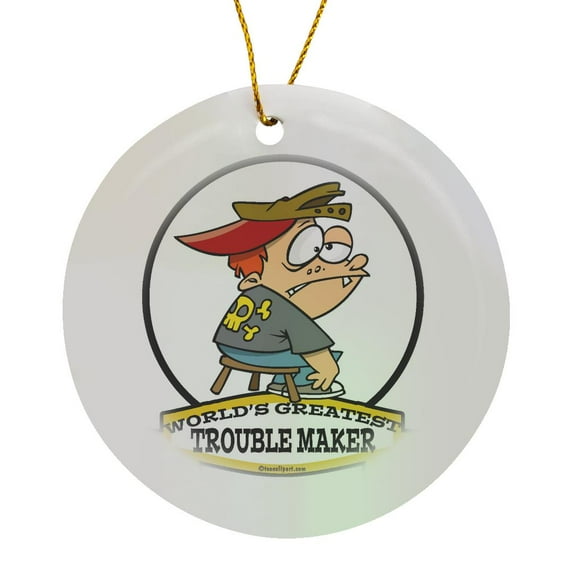 3drose, Funny Worlds Greatest Trouble Maker Cartoon, Circle Porcelain ...