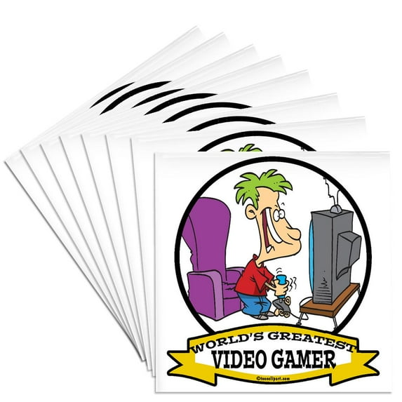 3drose, Funny Worlds Greatest Video Gamer Cartoon, Set of 8 Ceramic ...